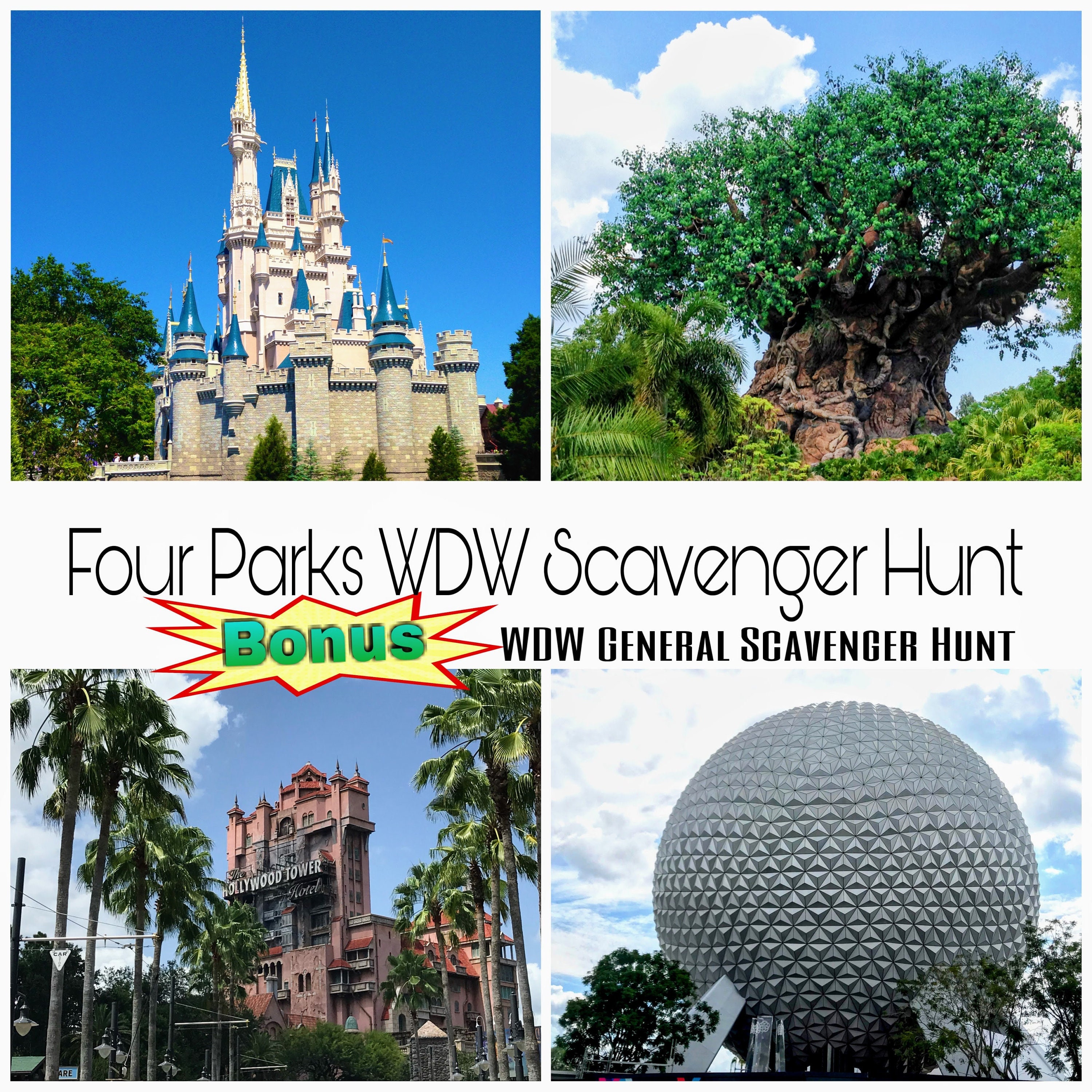 Four Parks WDW Scavenger Hunt With Bonus General WDW Scavenger Hunt! - Etsy