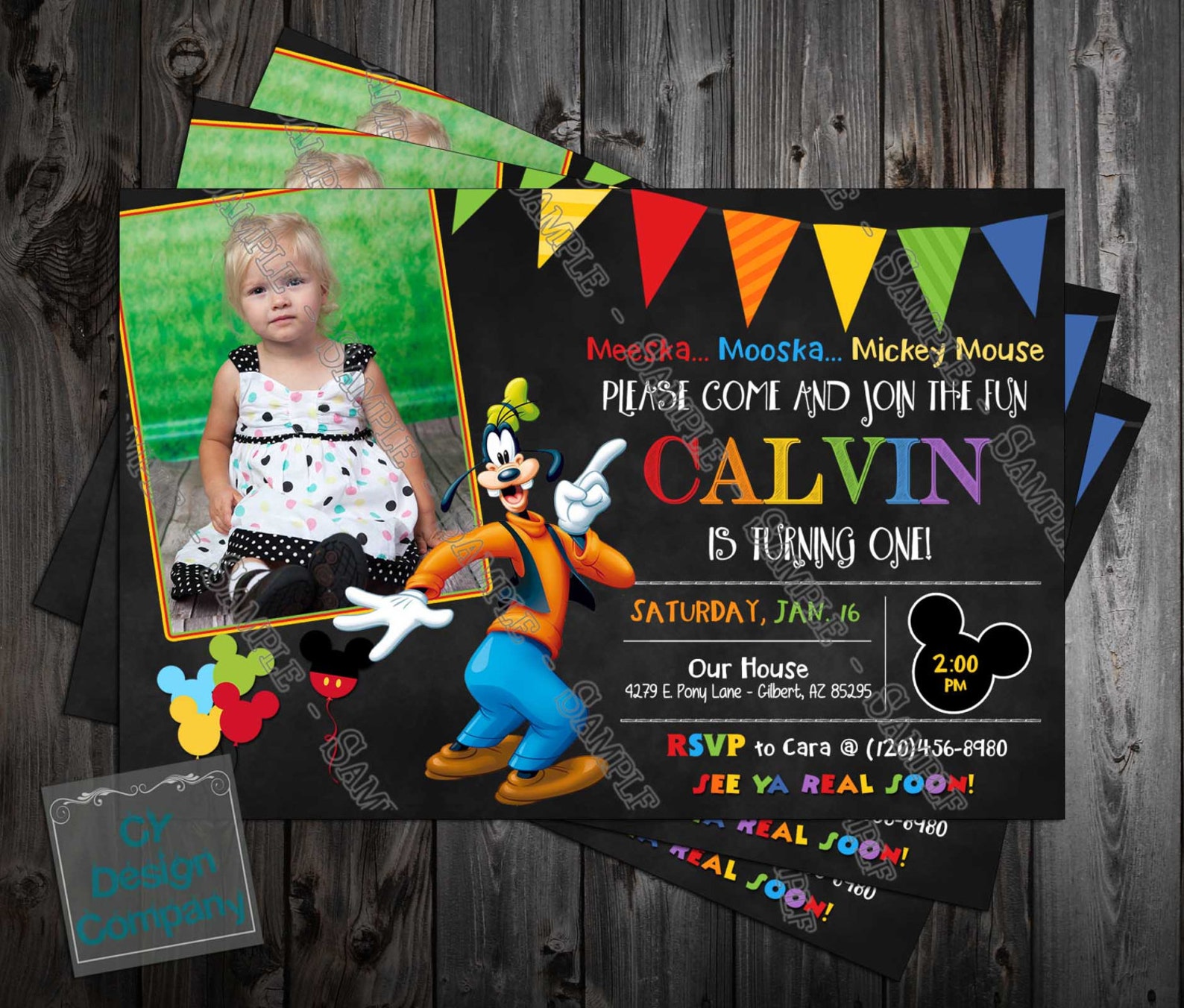 Goofy Chalkboard Birthday Party Invitation Printable - Etsy