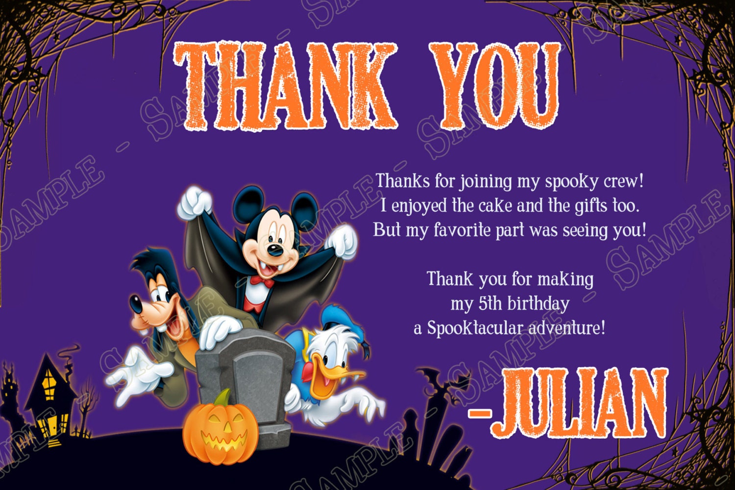 Mickey Mouse Clubhouse Spooky Halloween Birthday Party Thank - Etsy