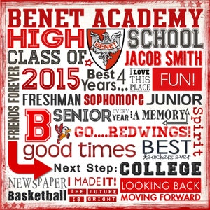 Graduation Gift - Any High School - Word Art Personalized for Your ...