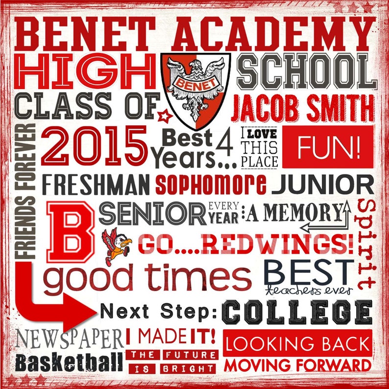 Graduation Gift Any High School Word Art Personalized for Your Student ...