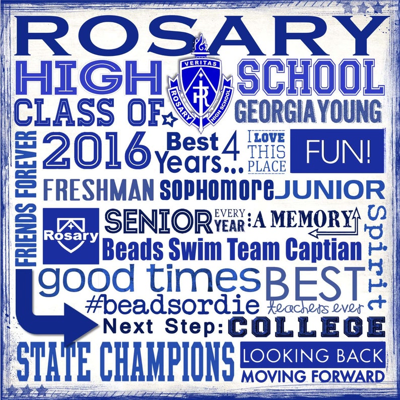 Graduation Gift - Any High School - Word Art Personalized for Your ...