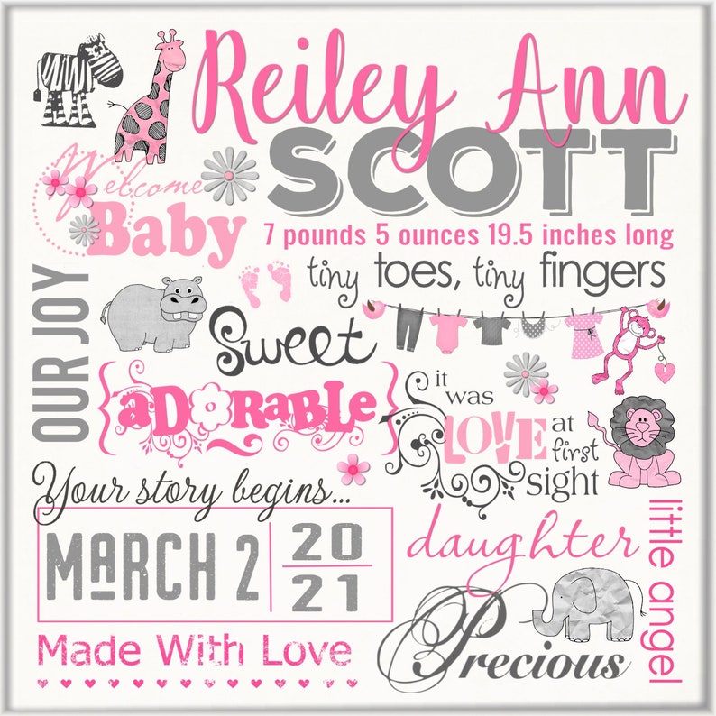 Personalized Word Art baby - Etsy