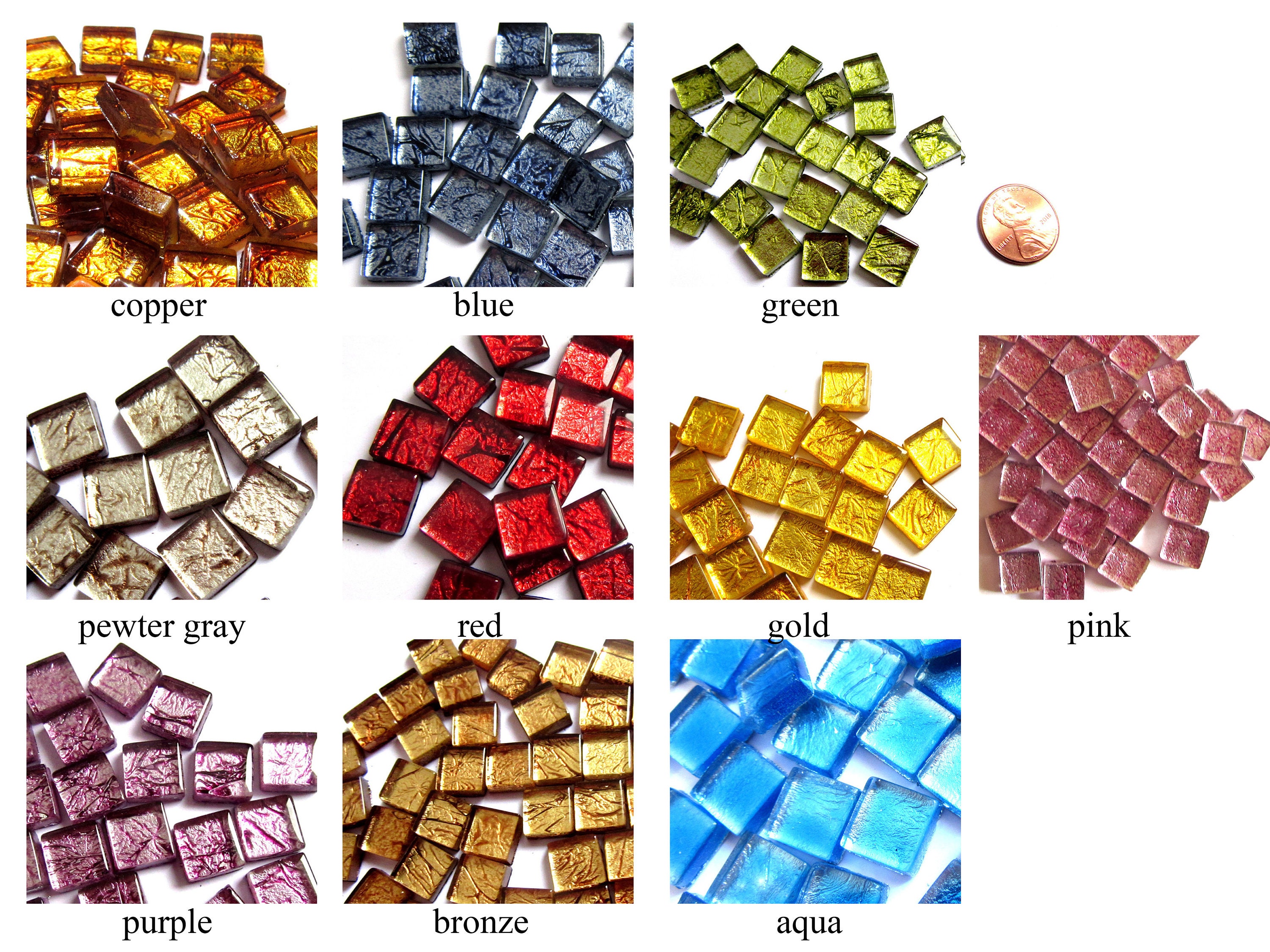 50 Mini Foil Tiles Foil Mosaic Tiles Small Glass Tiles - Etsy