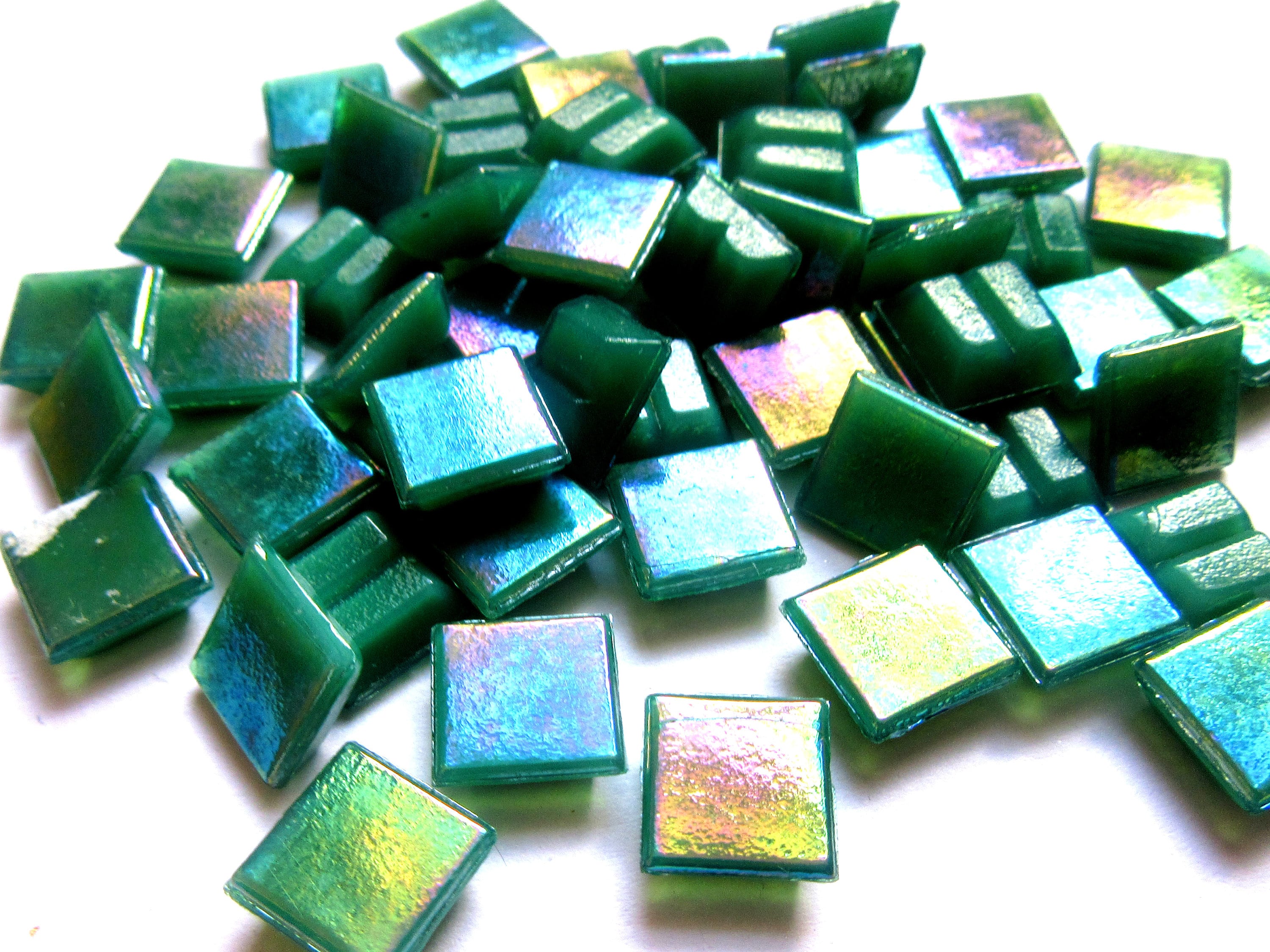 50/100 Glass Mosaic Tiles Small Square Tiles Iridescent | Etsy
