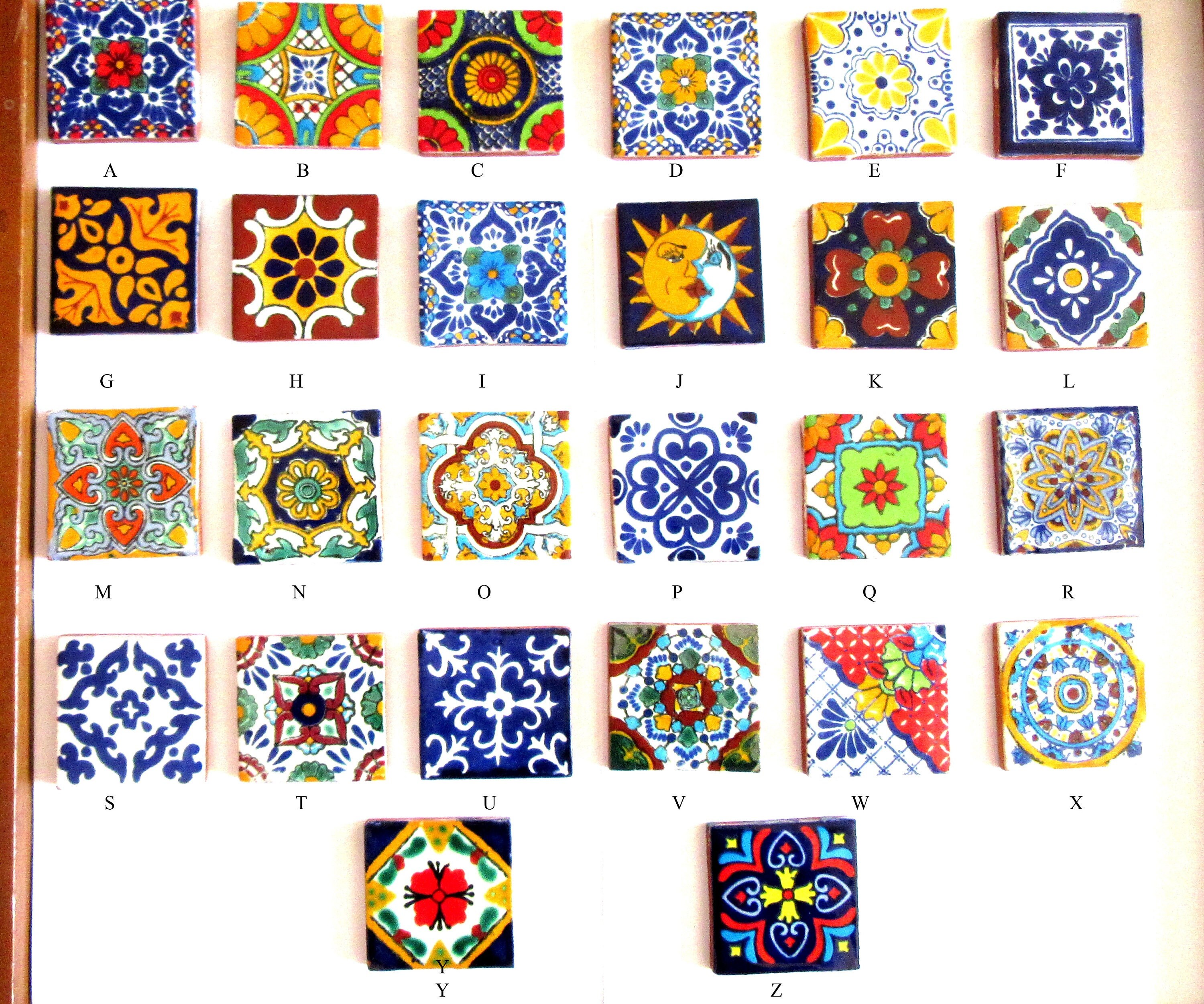 1 Glazed Ceramic Tile, 50 Mm Square Tile, Mexican Tile, Colorful ...