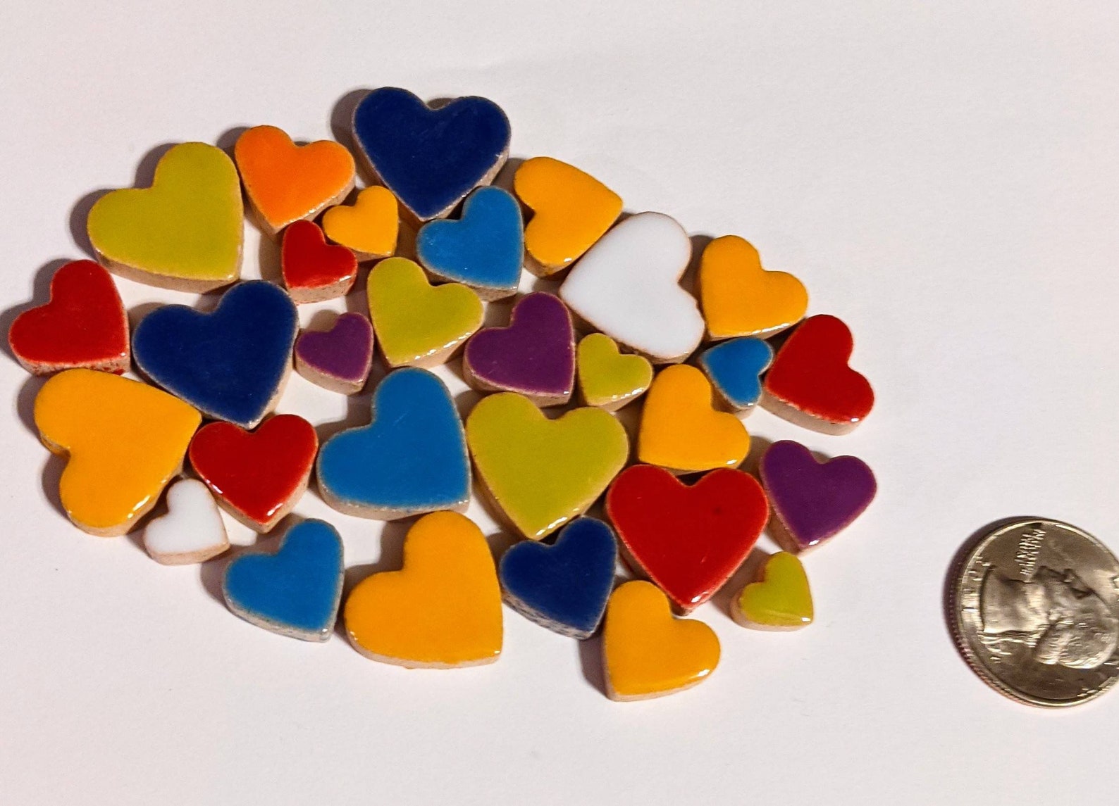 25 Heart Shape Tils Heart Mosaic Tiles Colorful Heart Tiles - Etsy