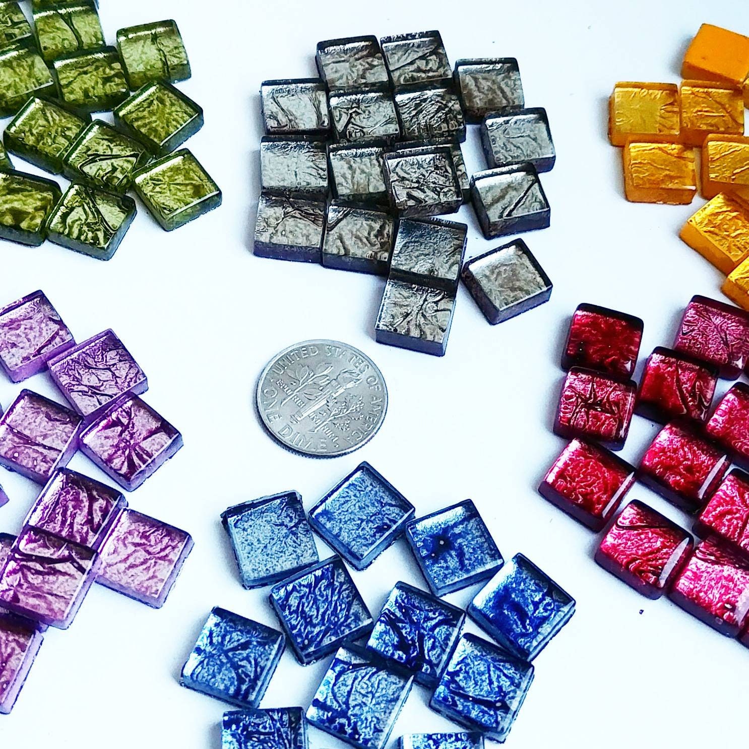 50 Mini Foil Tiles Foil Mosaic Tiles Small. Glass Tiles | Etsy