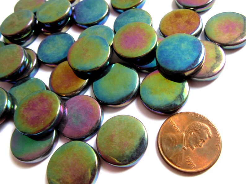 25 Round Mosaic Tiles Large Round Tiles Penny Rounds - Etsy