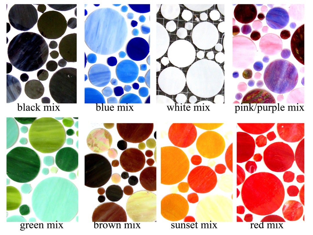 10 Round Stained Glass Tiles, Round Tiles, Tile Mosaic Pieces, Stained ...