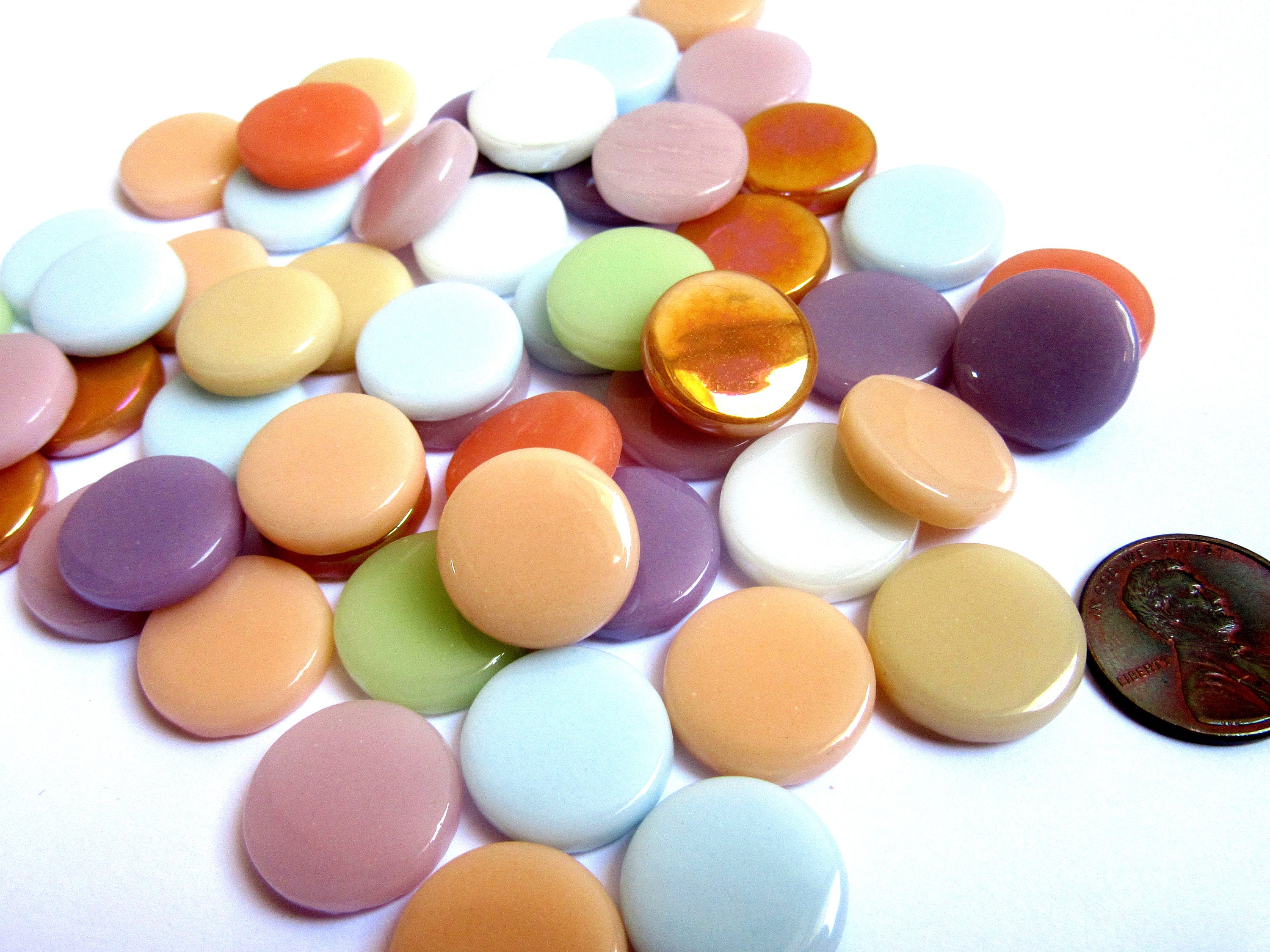 25 Round Mosaic Tiles Large Round Tiles Penny Rounds - Etsy Australia