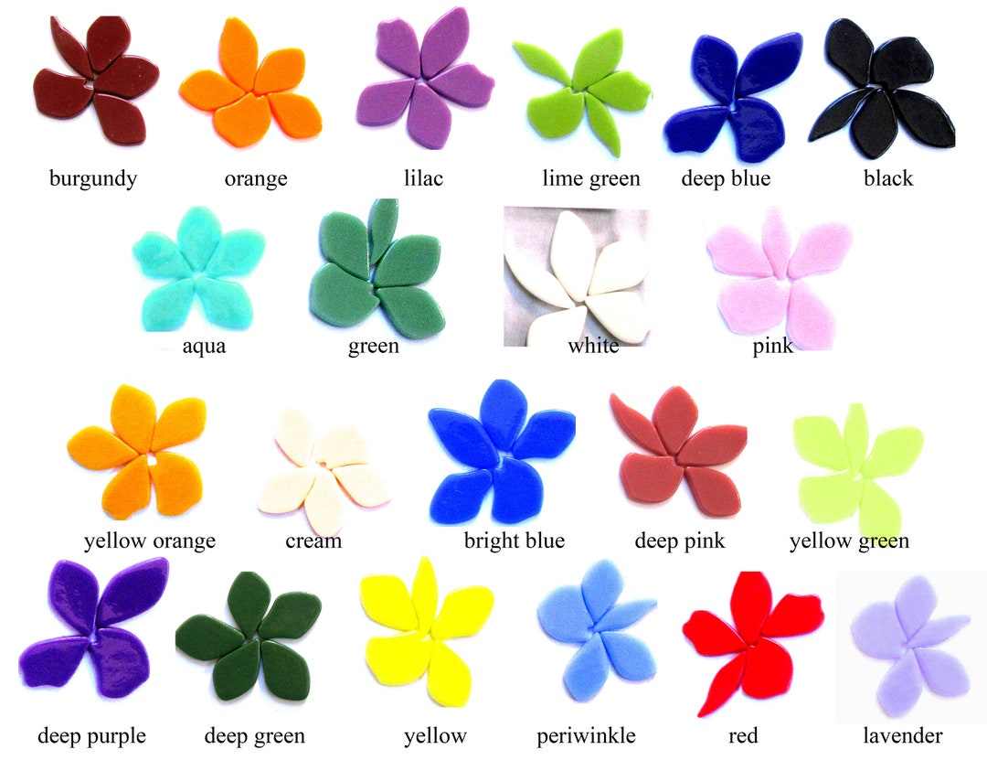 12 Floral Mosaic Tiles, Flower Tiles, Glass Tiles, Petal Tiles ...