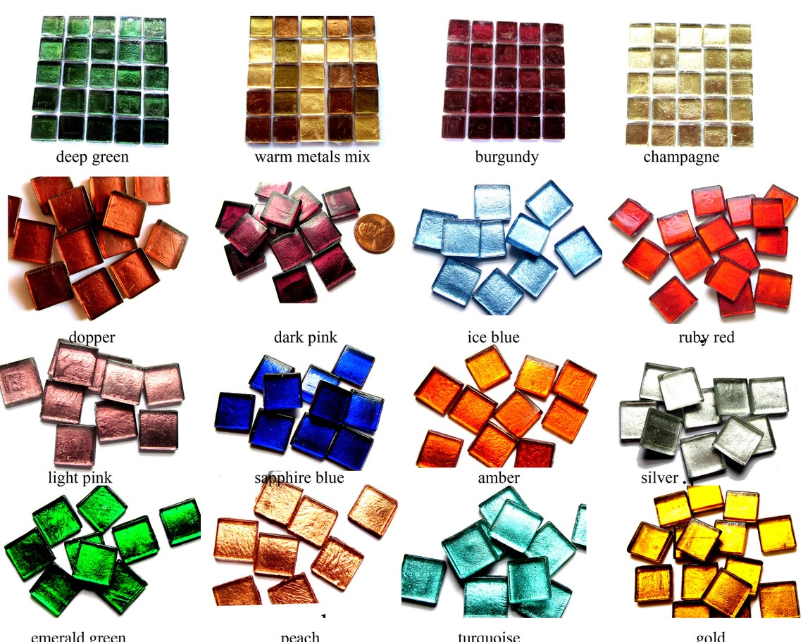 25 Foil-backed Mosaic Tiles 15 Mm Glass Tiles Metallic - Etsy