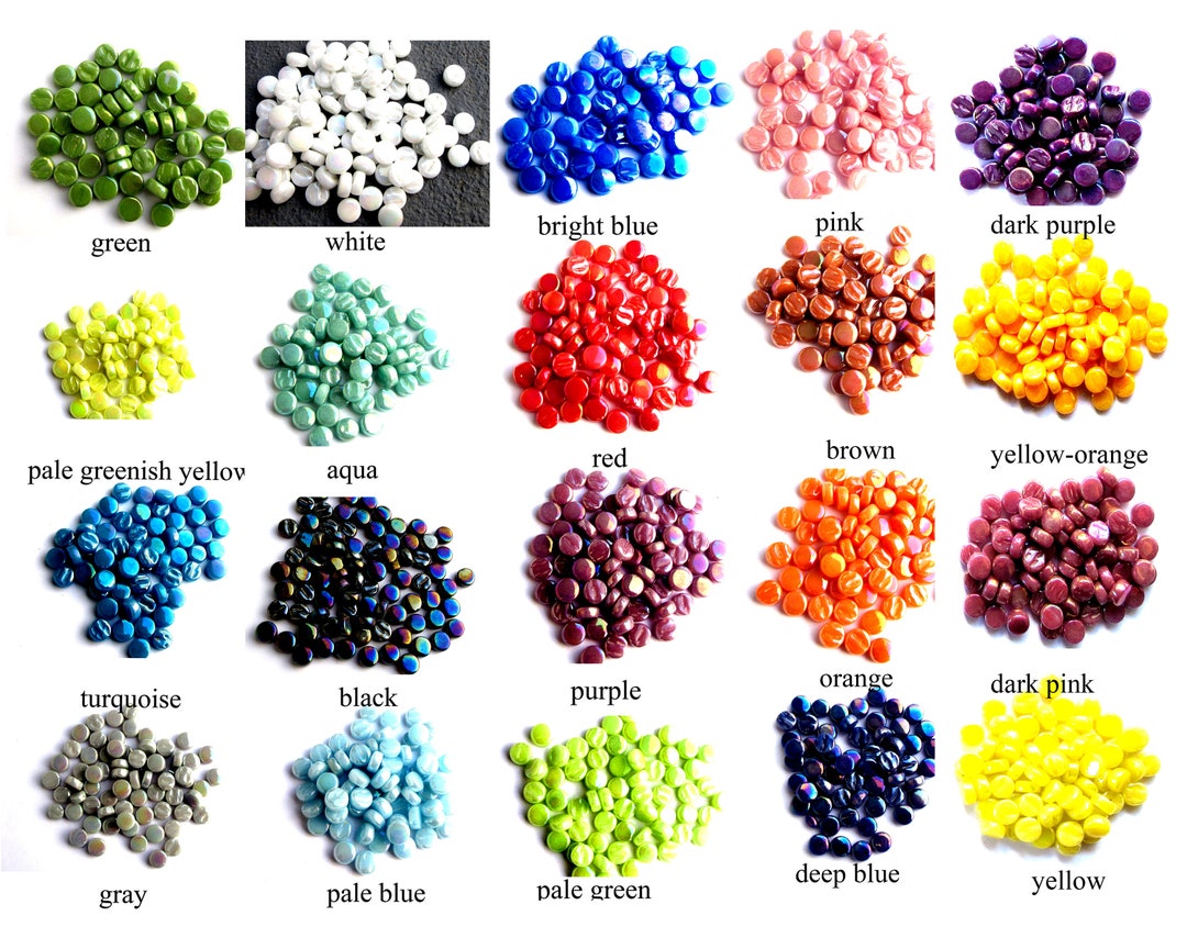 100 Iridescent Tiles, Tiny Round Tiles, Round Glass Mosaic Tiles ...