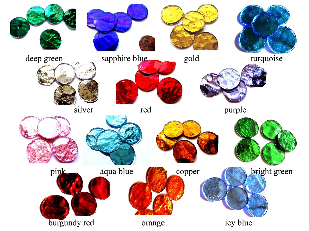 5 Round Glass Tiles, Circular Tiles, Mirrored Tiles, Colorful Mirror ...