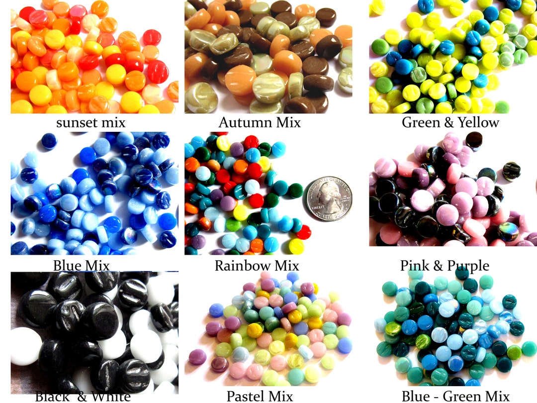 100 Small Mosaic Tiles, Small Round Tiles, Round Mosaic Tiles, Mini ...