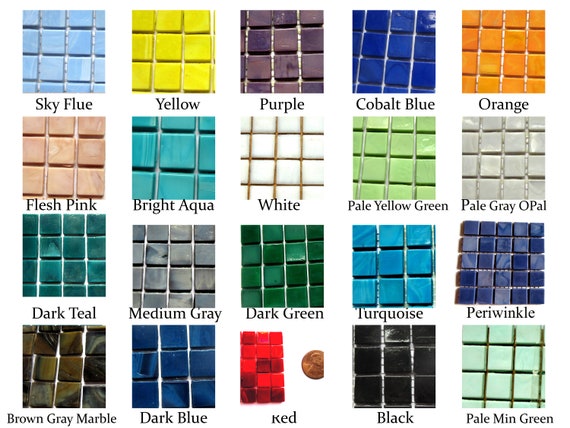 25 Mosaic Tiles Square Glass Tiles Square Mosaic Pieces - Etsy