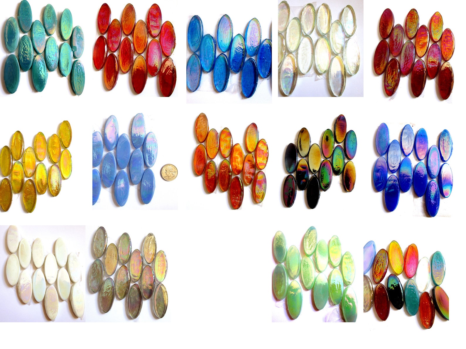 12 Large Oval Mosaic Tiles Big Flower Petals Ellipse Tiles - Etsy