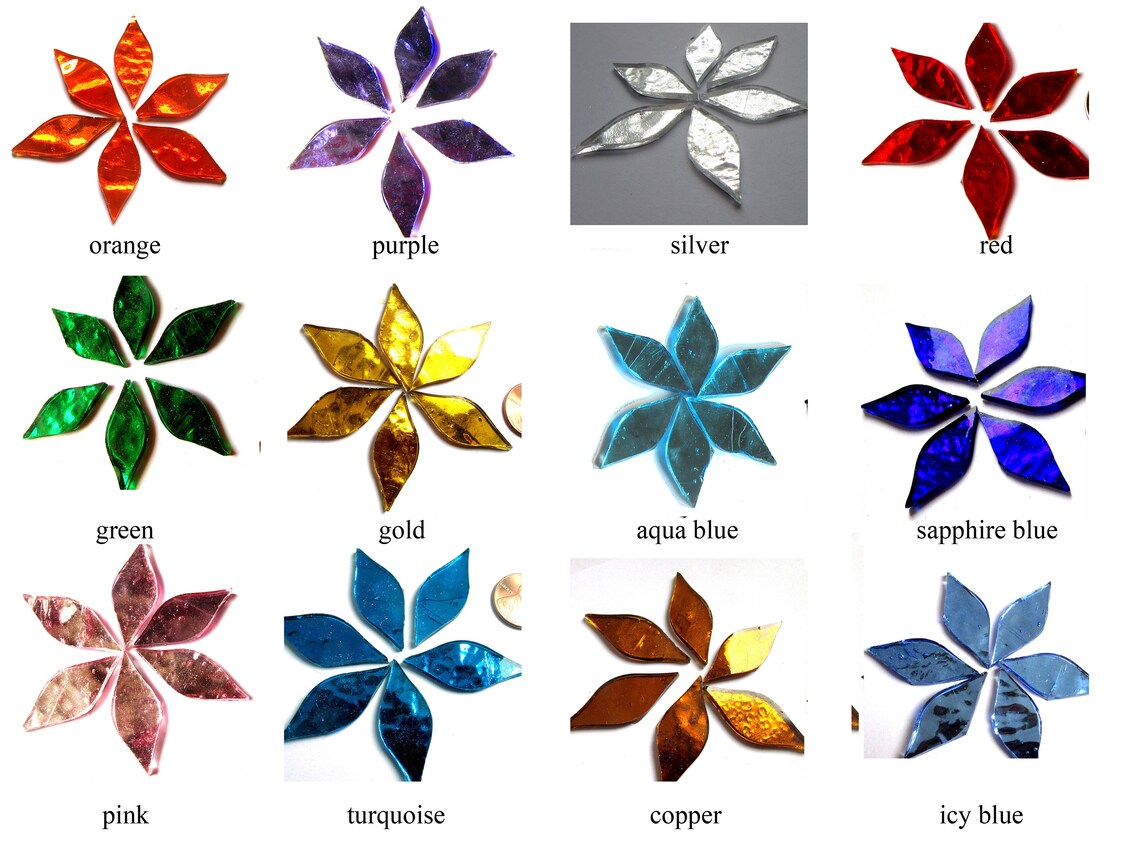 6 Flower Petal Tiles Petal Mosaic Tiles Tiffany Tiles Glass - Etsy
