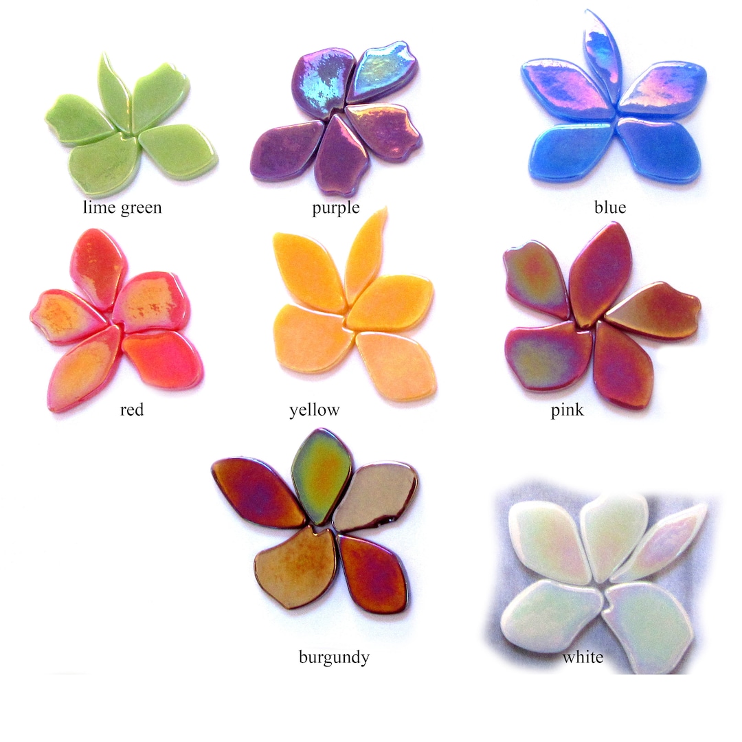 12 Iridescent Irregular Shaped Flower Petal Glass Tiles (25 - 30 Mm) - Etsy