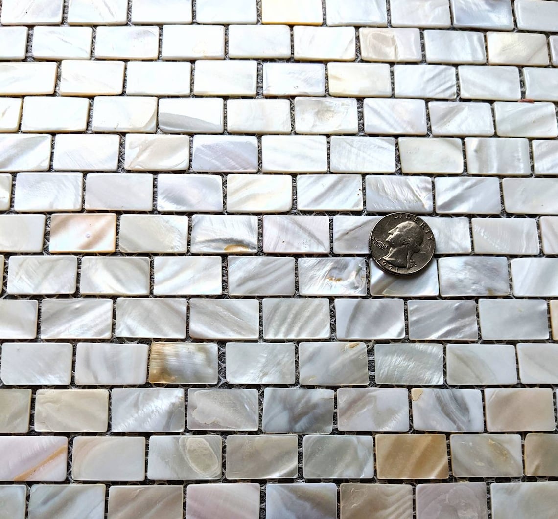 20 Rectangle Mother of Pearl Mosaic Tiles Pearlized Tiles - Etsy