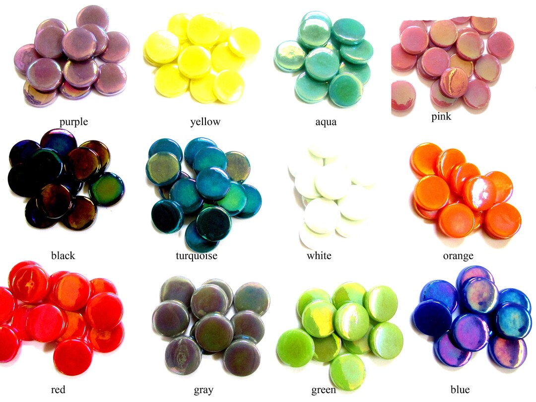 25 Iridized Penny Rounds, Penny Round Tiles, Iridescent Rounds Round ...