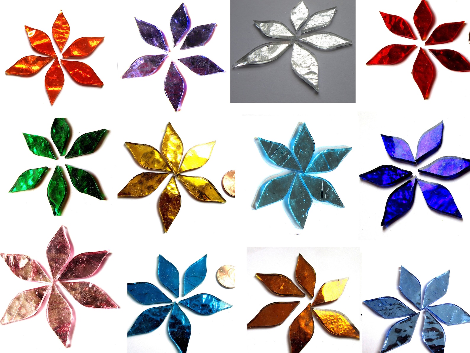 6 Flower Petal Tiles Petal Mosaic Tiles Tiffany Tiles Glass - Etsy