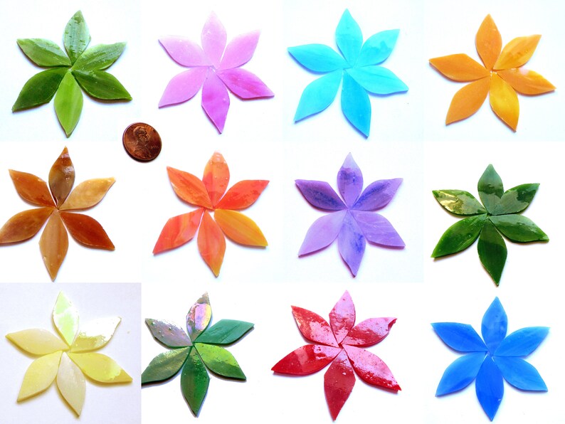12 Flower Petal Tiles Petal Mosaic Tiles Tiffany Tiles | Etsy