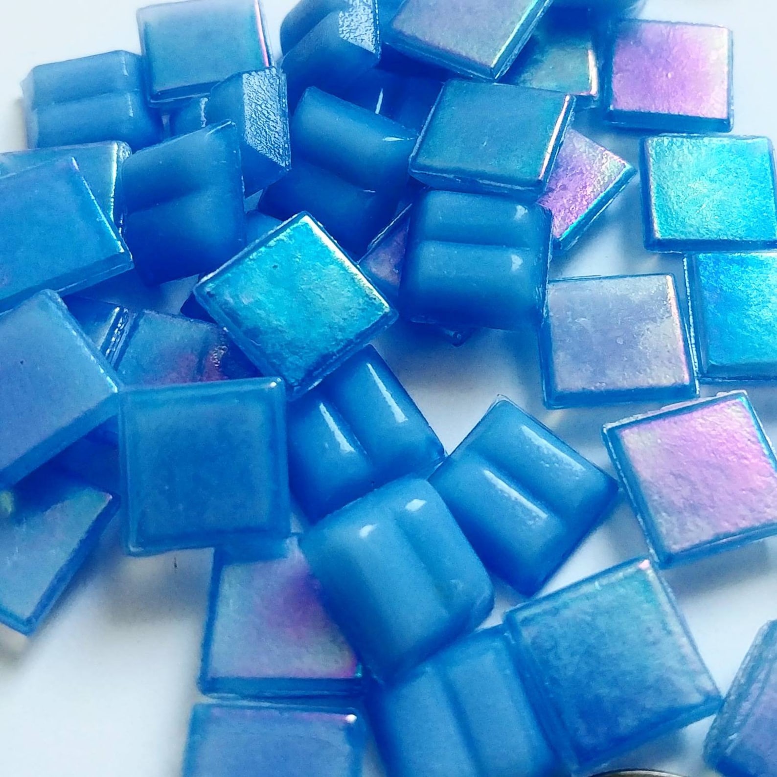 50/100 Glass Mosaic Tiles, Small Square Tiles, Iridescent Tiles, Tile ...