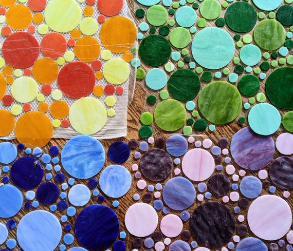 10 Round Stained Glass Tiles Round Tiles Tile Mosaic Pieces - Etsy