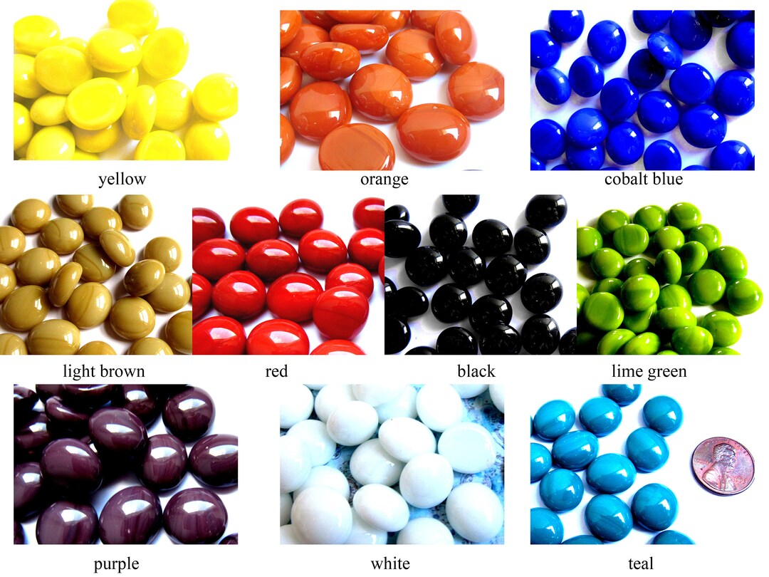 50 MINI Glass Gems, Mini Vase Gems, Mini Flat Marbles, Glass Mosaic ...