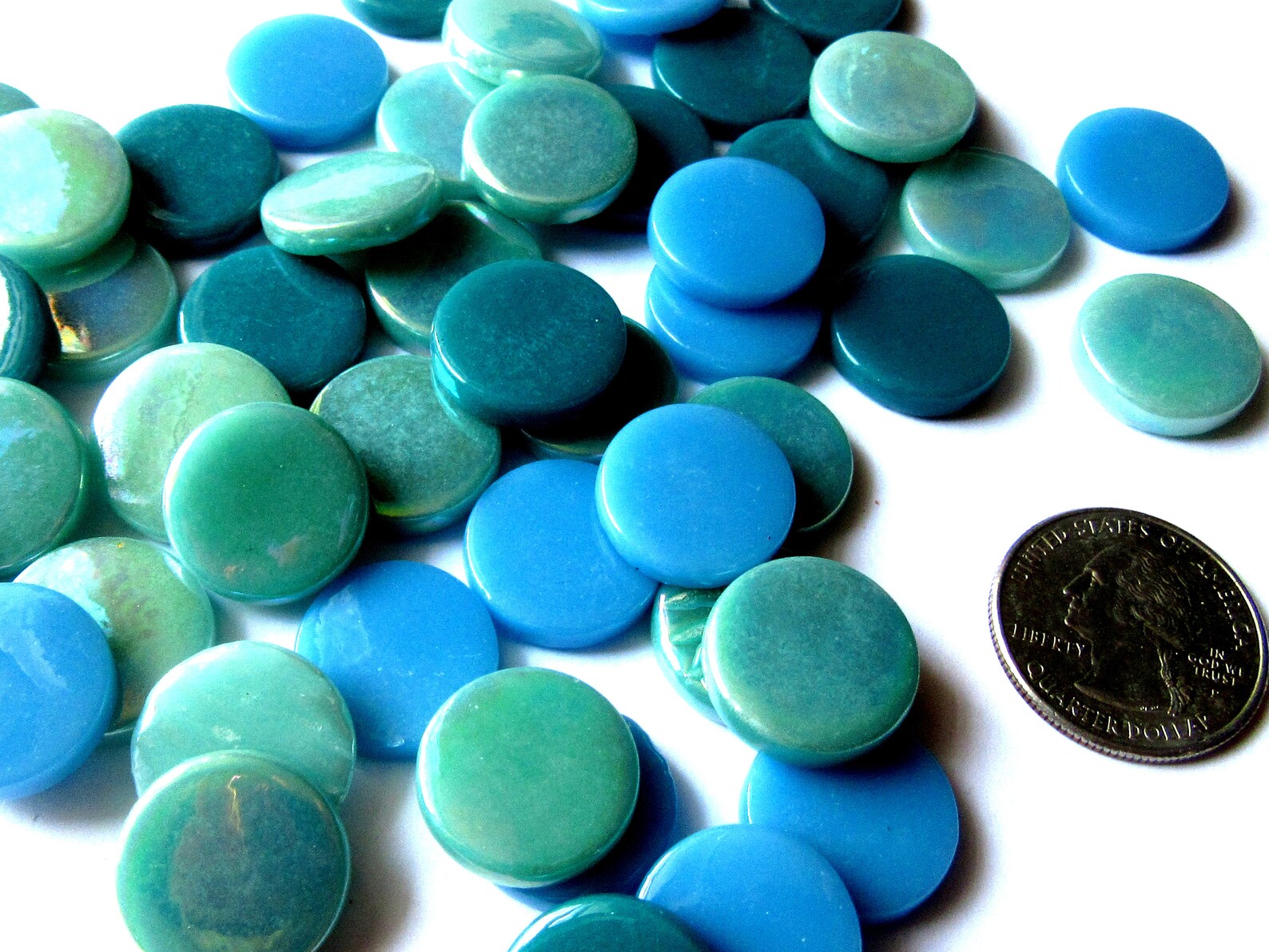 25 Round Mosaic Tiles Large Round Tiles Penny Rounds - Etsy