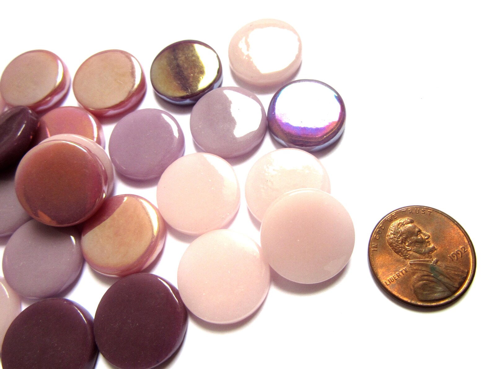 25 Round Mosaic Tiles Large Round Tiles Penny Rounds - Etsy