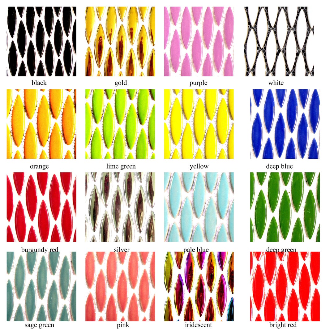 8 Ceramic Mosaic Tiles, Elliptical Tiles, Ellipse Tiles, Oval Tiles ...