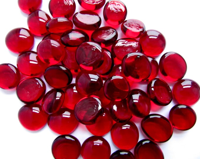 50 Red Glass Gems, Red Flat Marbles, Red Glass Pieces - Etsy