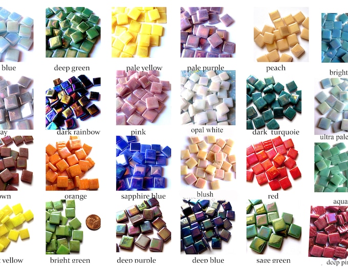 Mosaic Tiles Beautiful (25pc)15mm (3/5") Streaky Opaque Glass Mosaic ...