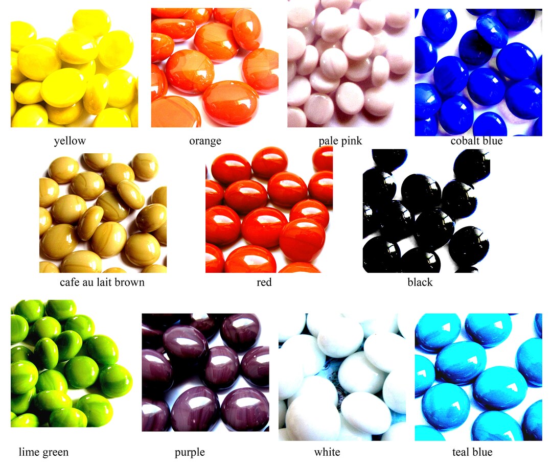 50 MINI Glass Gems, Mini Vase Gems, Mini Flat Marbles, Glass Mosaic ...