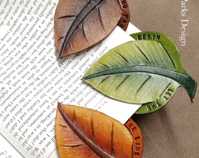 Leather Bookmark, Leaf Bookmark, Tooled Bookmark, Page Marker, Leaf ...
