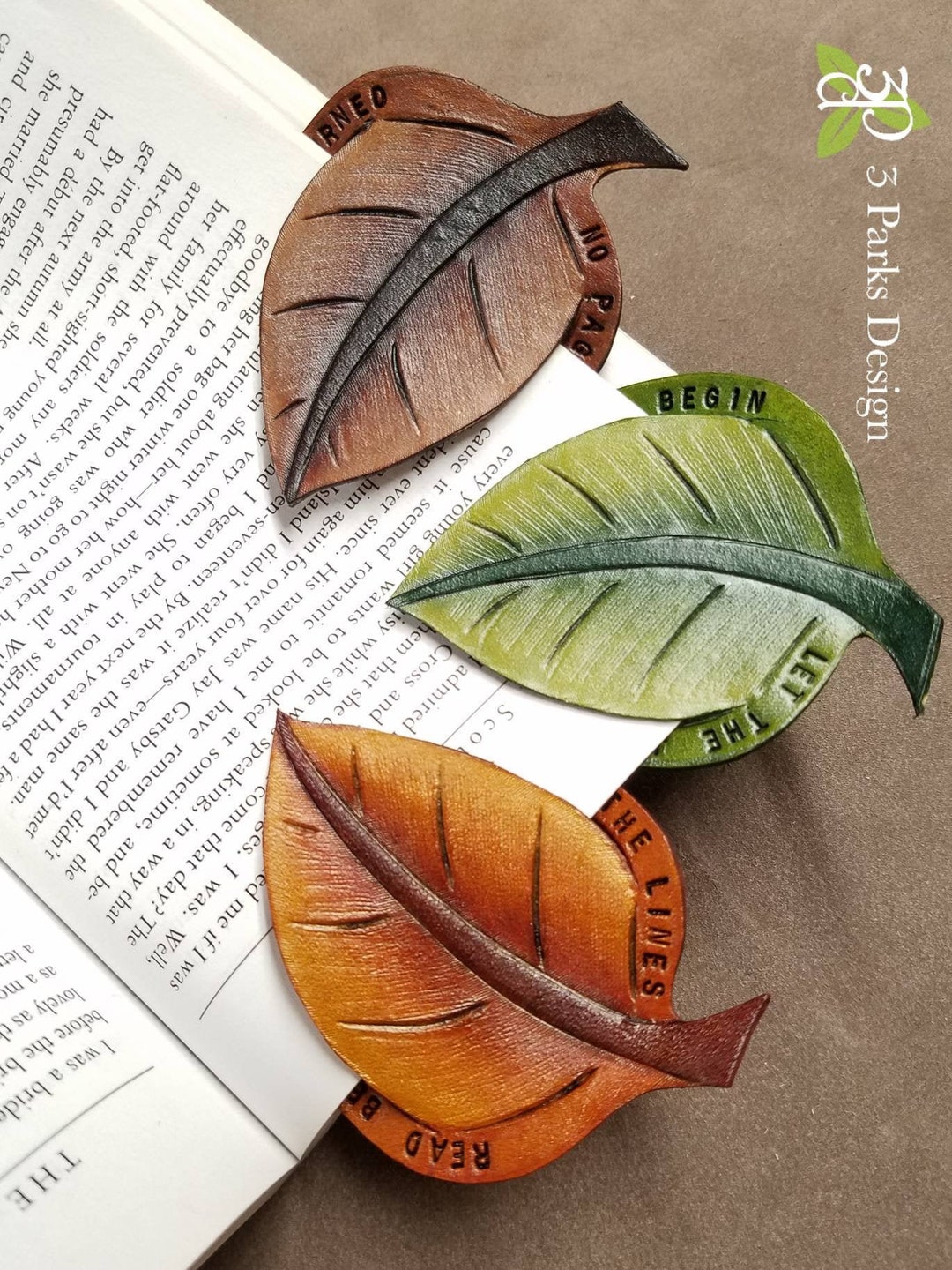Leather Bookmark Leaf Bookmark Tooled Bookmark Page Marker - Etsy