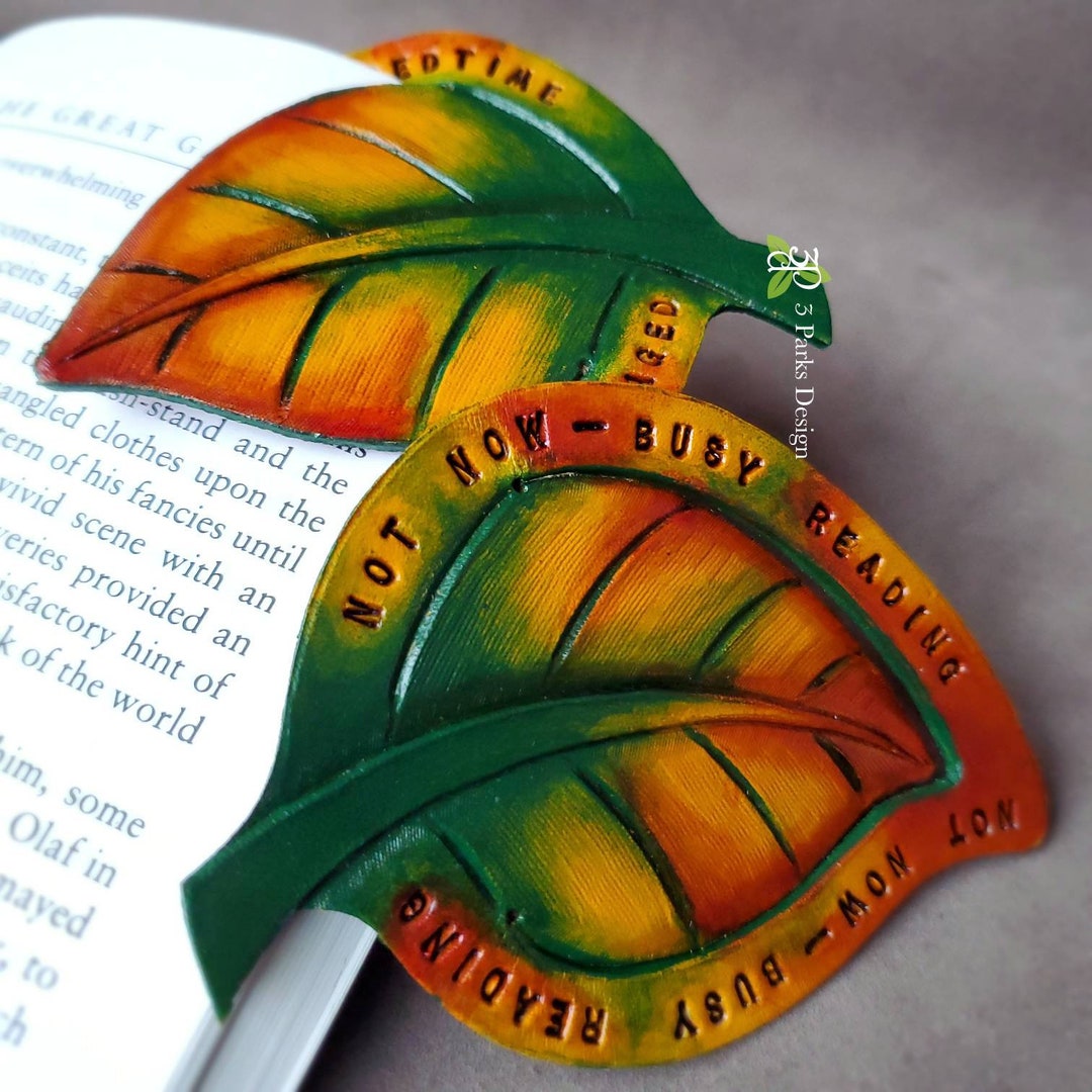 Leather Bookmark, Leaf Bookmark, Tooled Bookmark, Page Marker, Leaf ...