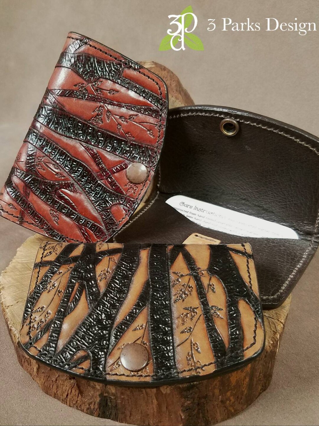 Tooled Leather, Front Pocket Wallet, Leather Tree Wallet, Minimalist ...