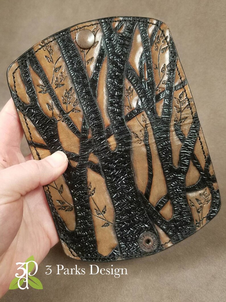 Tooled Leather Front Pocket Wallet Leather Tree Wallet | Etsy