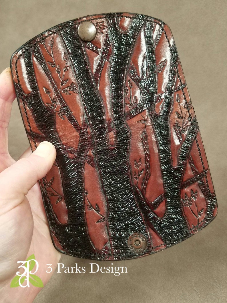 Tooled Leather Front Pocket Wallet Leather Tree Wallet | Etsy