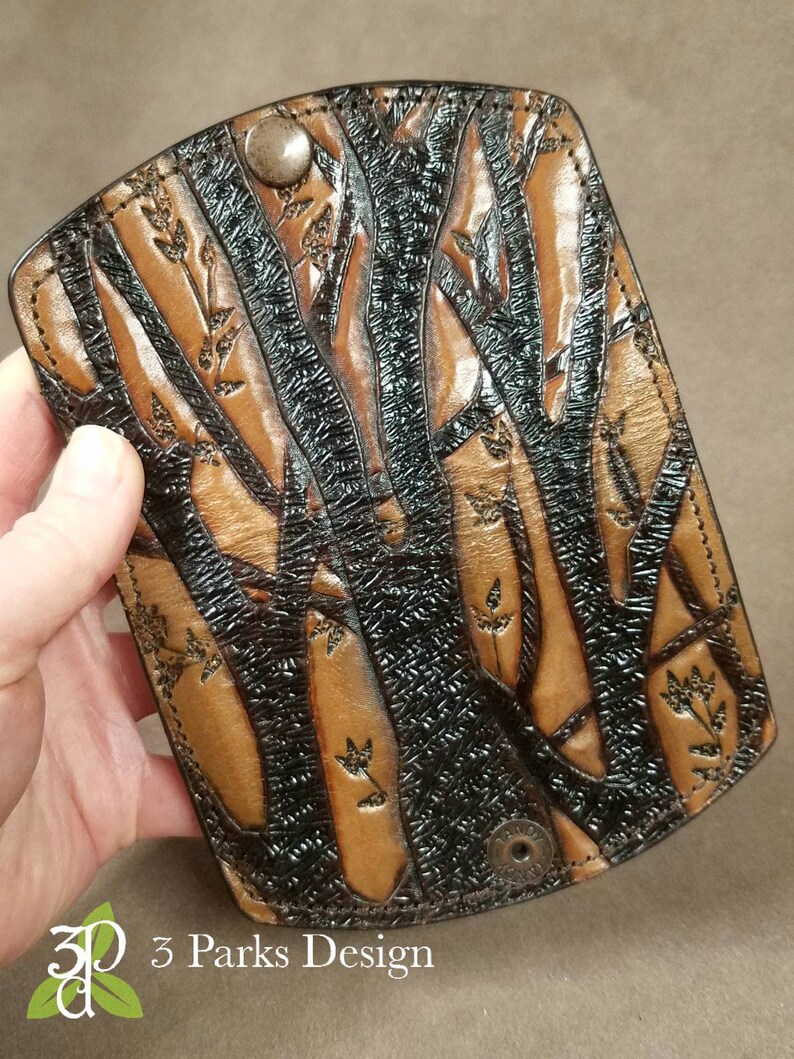 Tooled Leather Front Pocket Wallet Leather Tree Wallet | Etsy