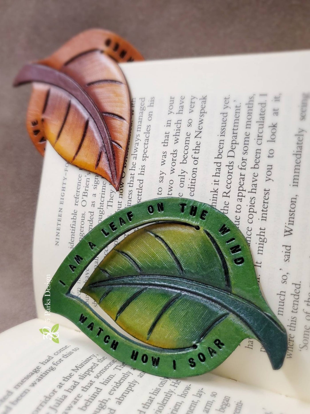 Personalized Leather, Leaf Bookmark, Leather Bookmark, Tooled Bookmark ...