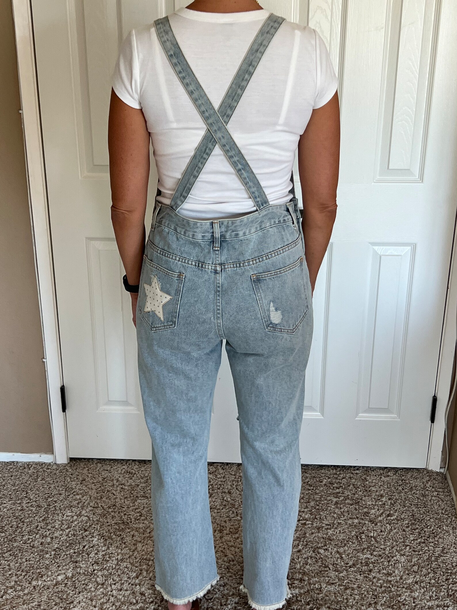 Star Appliqué Patched Overalls Women's Size Medium Boho Chic Handmade ...