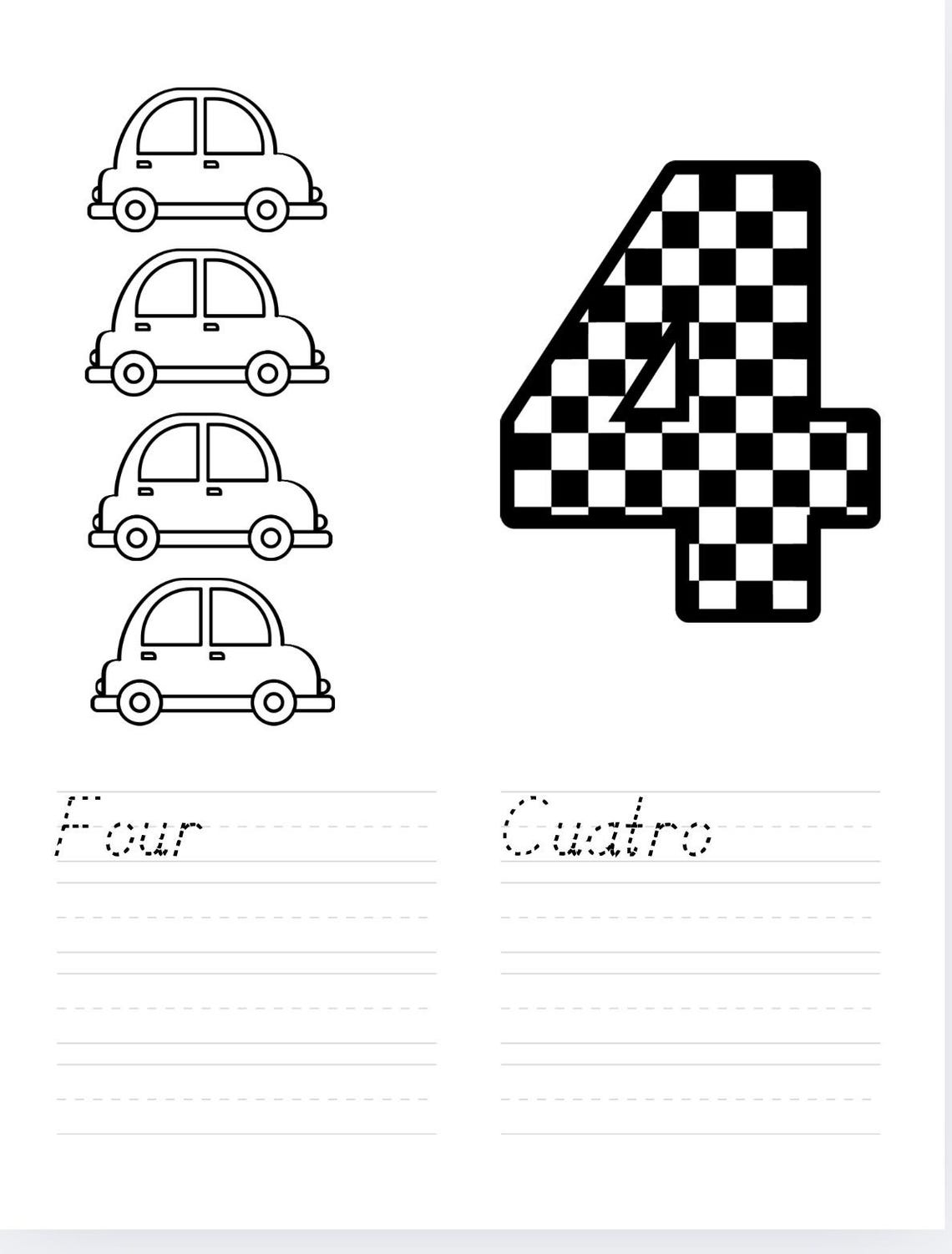 Bilingual Numbers 1-10 Tracing & Coloring Pages: English Spanish ...