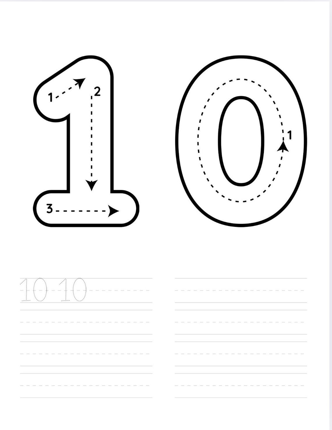 Bilingual Numbers 1-10 Tracing & Coloring Pages: English Spanish ...