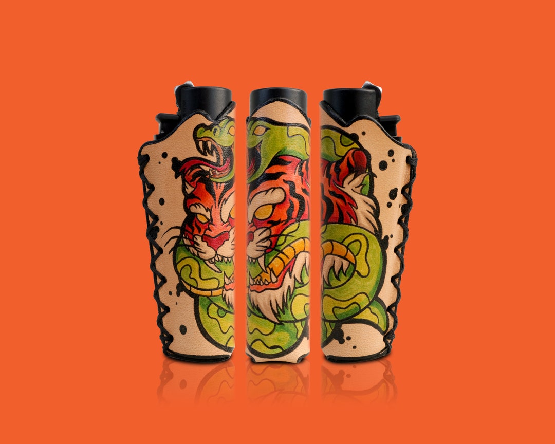 Snake & Tiger - Hand-painted Clipper Lighter Case - 1pc - Etsy