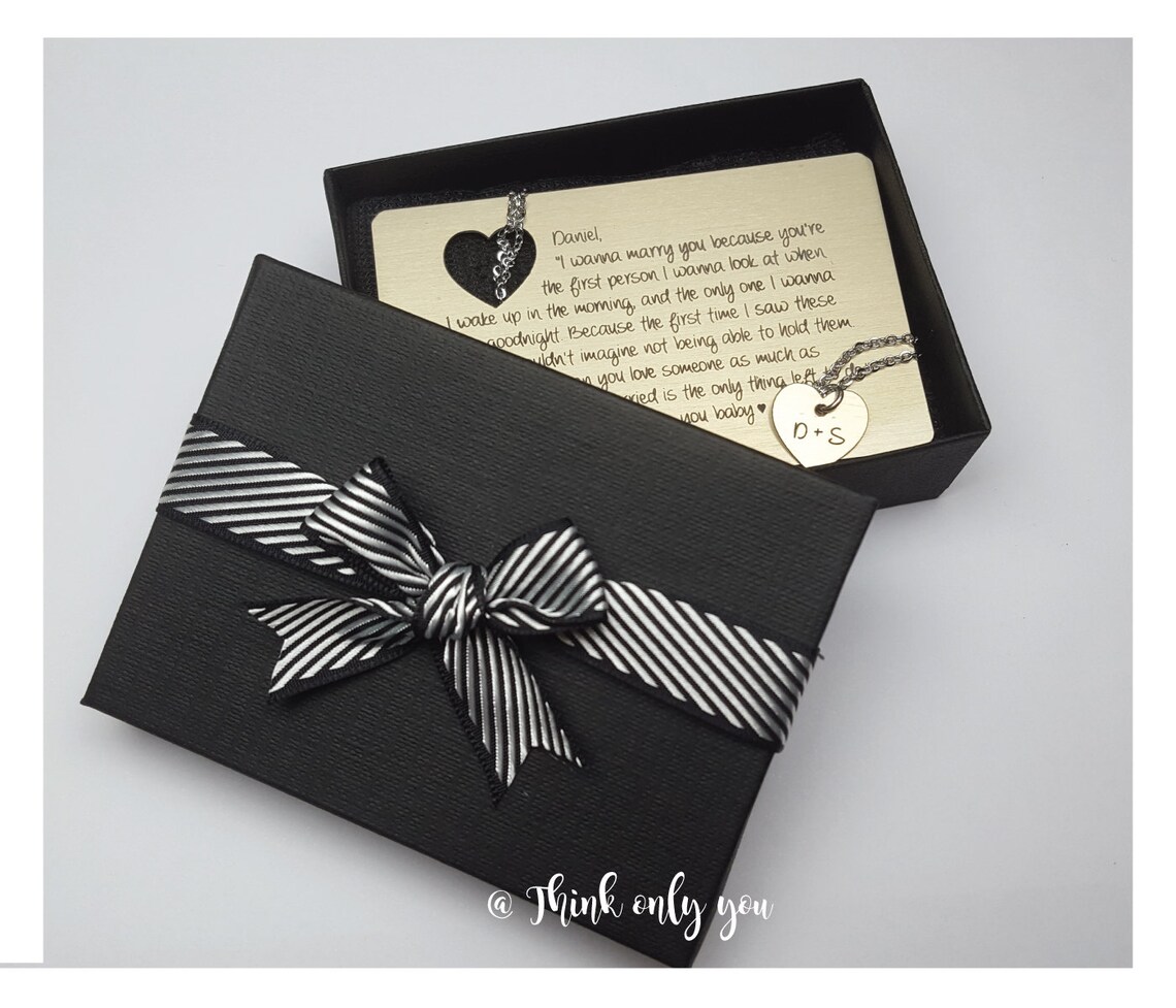 Wallet insert card with Heart Cut Out necklace. | Etsy